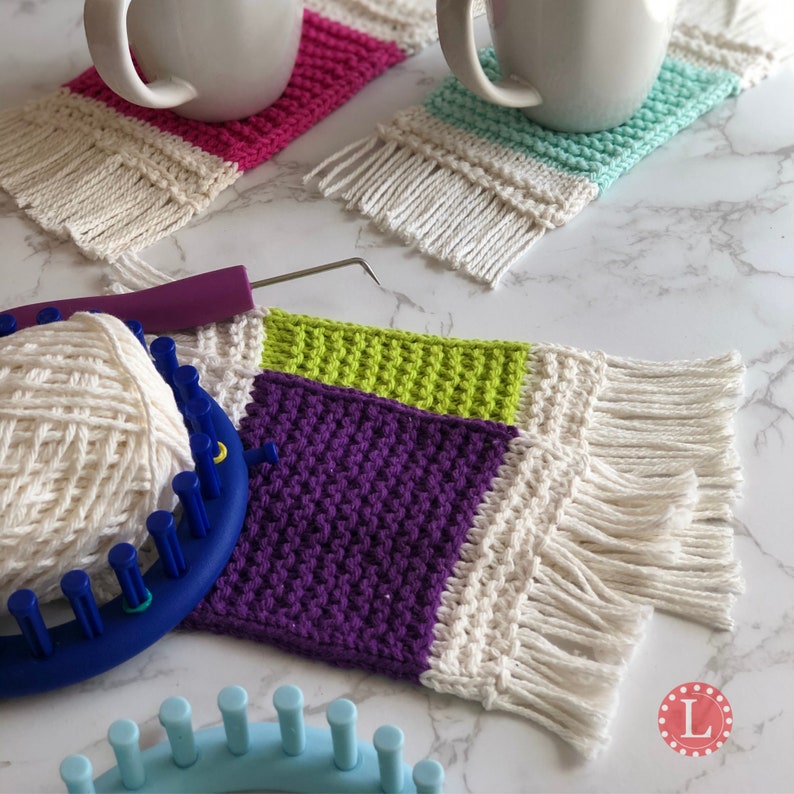 Loom Knitting Coaster Pattern (with Video Tutorial) the Mug Rug EASY ...