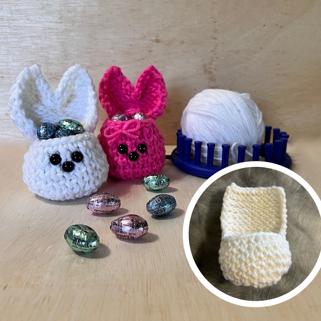 Loom Knitting Pattern Easter Bunny Bags | Pattern With Video Tutorial ...