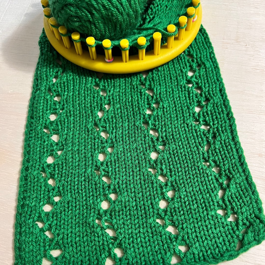 Loom Knitting PATTERN: the Simple Vine Eyelet Lace Stitch Pattern Flat ...