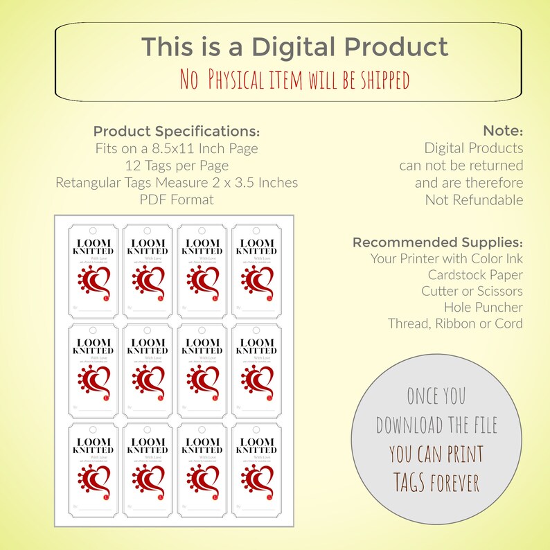 FREE Loomahat Patterns Made With Love Printable Label Tags | Etsy
