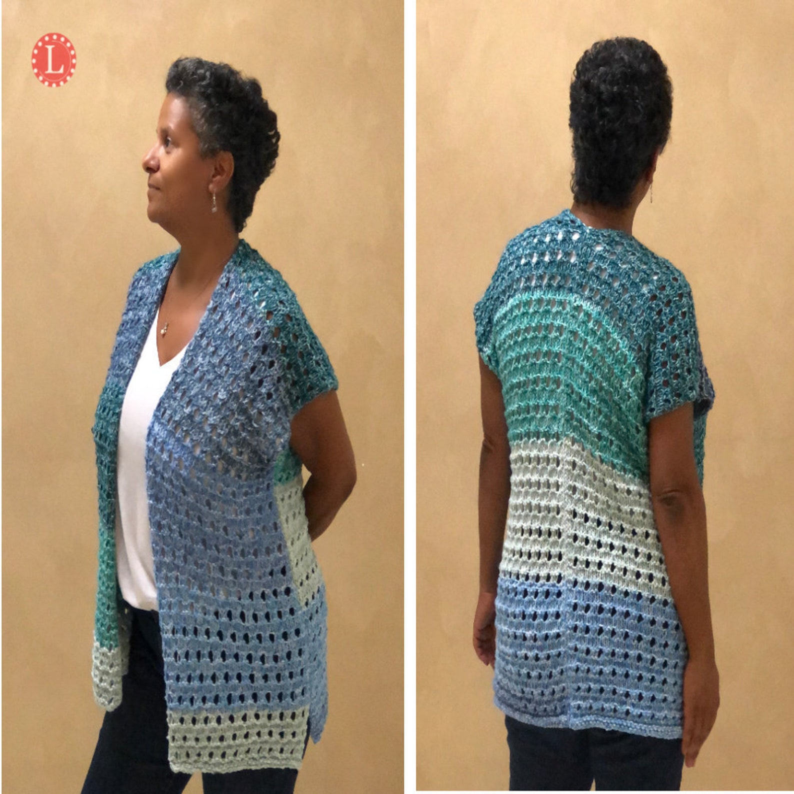 Loom Knitting Pattern Sweater Cardigan Vest W Lacy Stitch - Includes ...