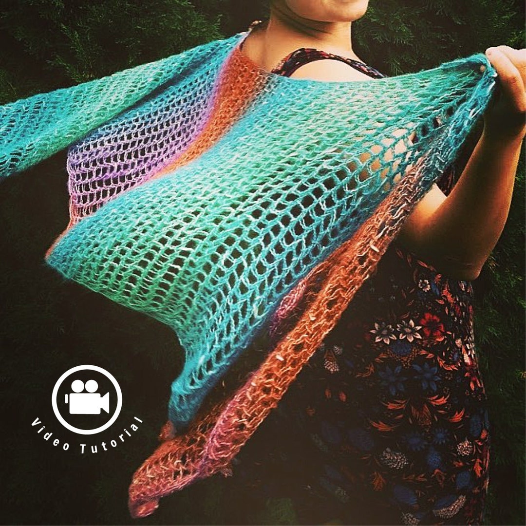 Loom Knitting PATTERNS : Scarf Rectangular Shawl Pattern EASY | Lacy ...
