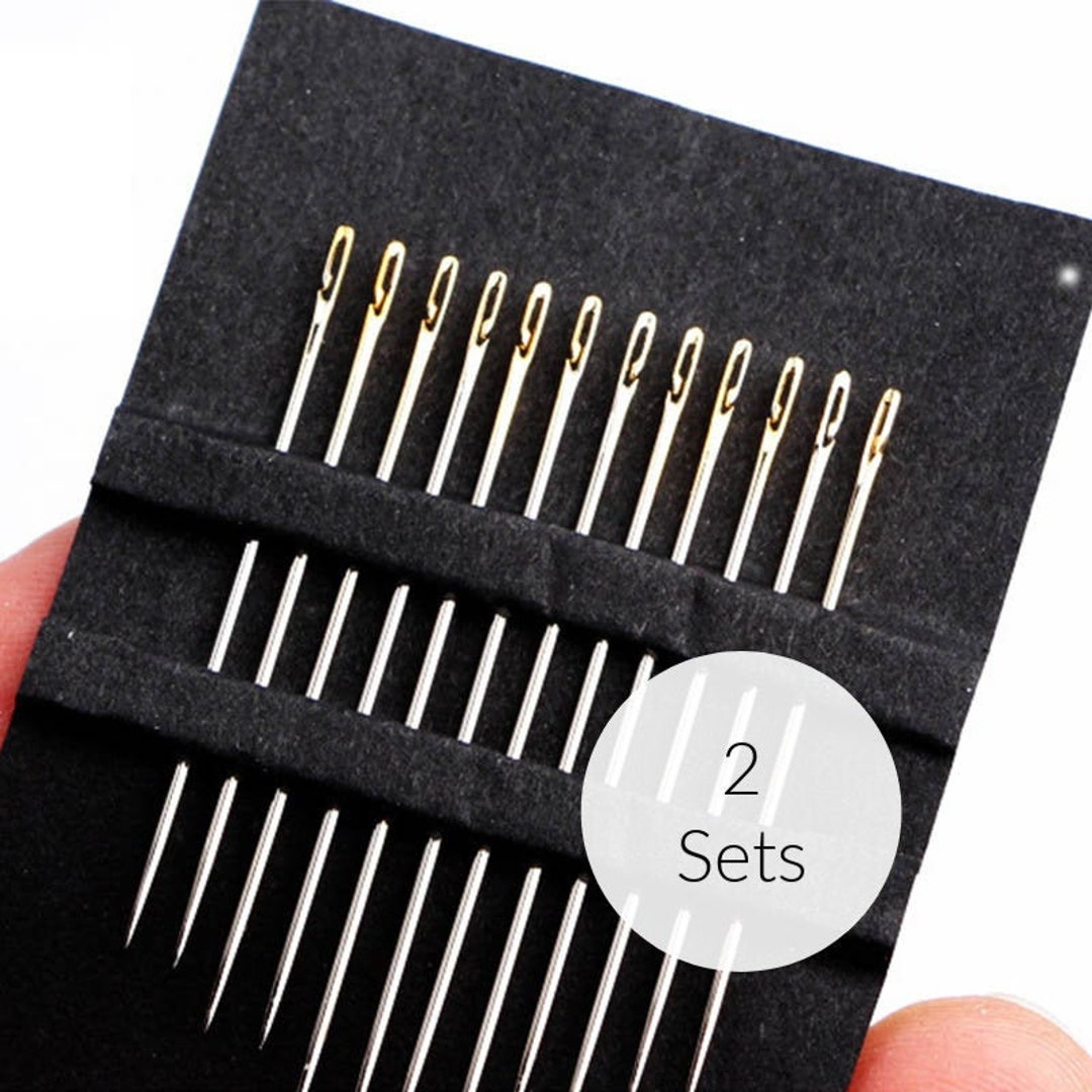 24 Self Threading Needles in 3 Sizes Darning Needle in Silver or Gold ...