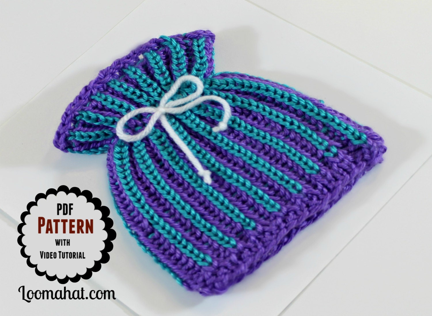 Loom Knit Baby Hat PATTERN With Video Tutorial Brioche Stitch - Etsy