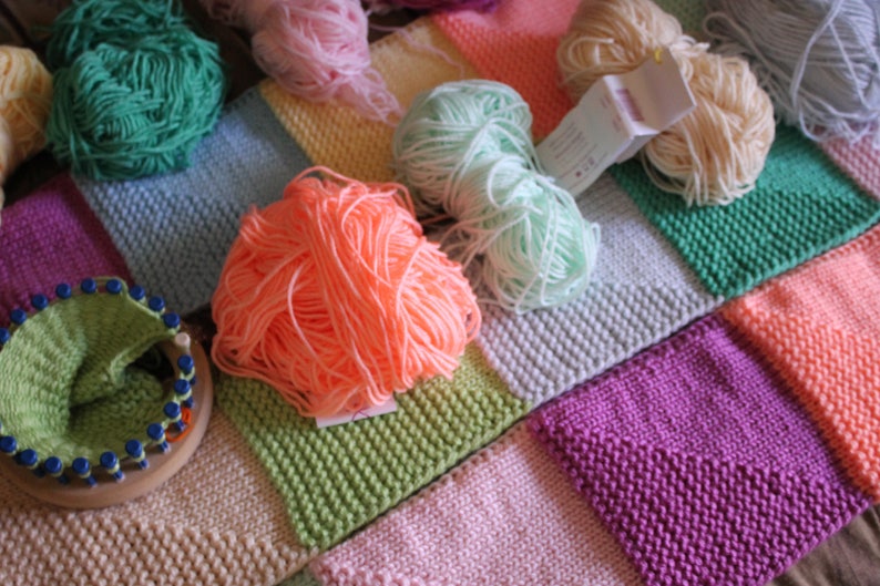 Loom Knitting PATTERN Flag Stitch Square with Video Tutorial | Etsy