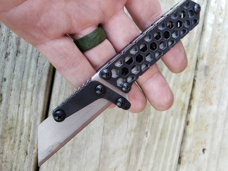 Utility Knife Black Oxide Fixed Blade Razor Unique Custom - Etsy