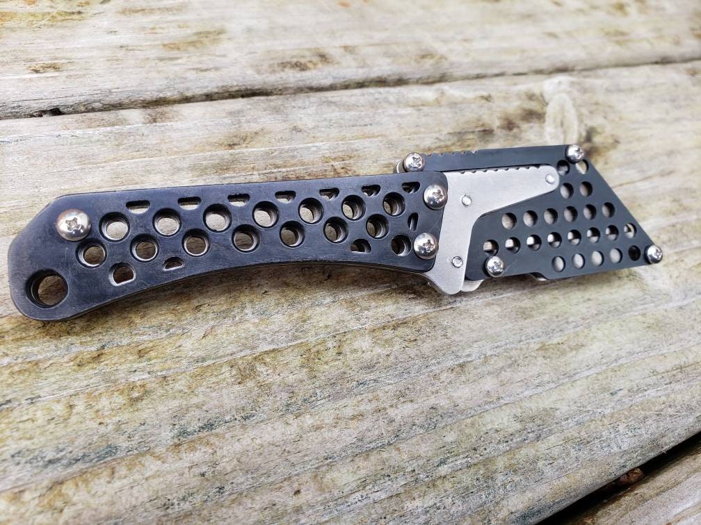 Utility Knife Fixed Blade Razor Unique Custom Black Oxide | Etsy