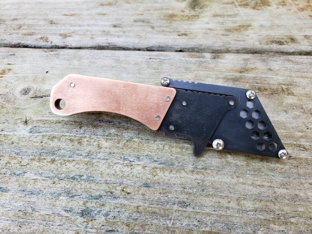 Copper Scales Black Oxide Utility Knife Fixed Blade Razor | Etsy