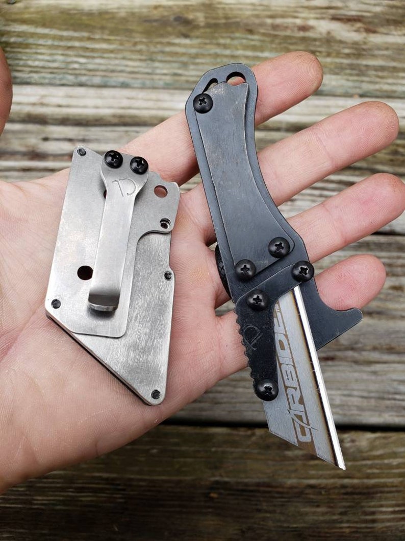 Utility Knife Black Oxide Fixed Blade Razor Unique Custom | Etsy