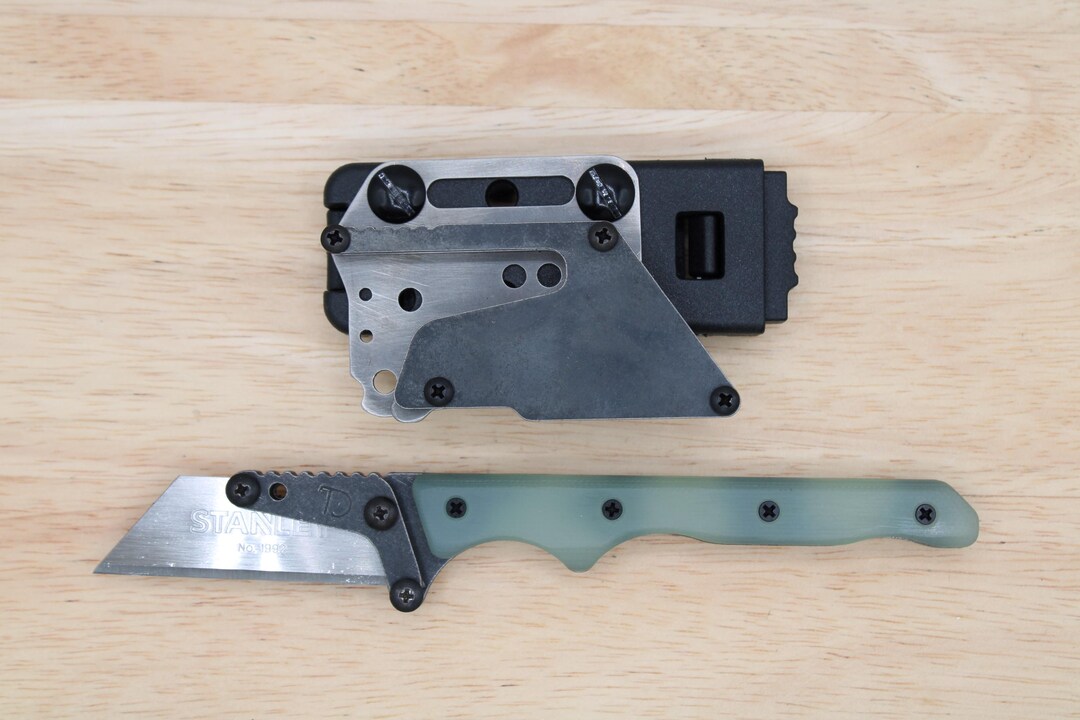 TD Tools G10 Slim Fixed Utility Knife Jade Tumbled Black Oxide - Etsy