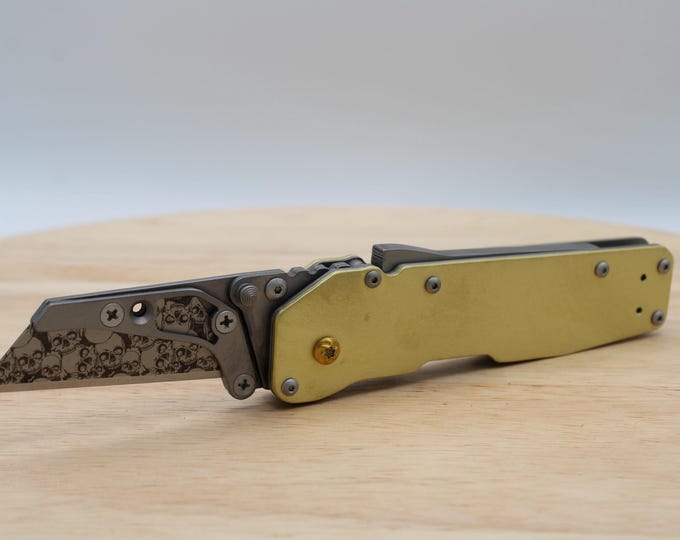 Teale Designs Tools Titanium Utility Folder - Bead Blasted Brass - Etsy