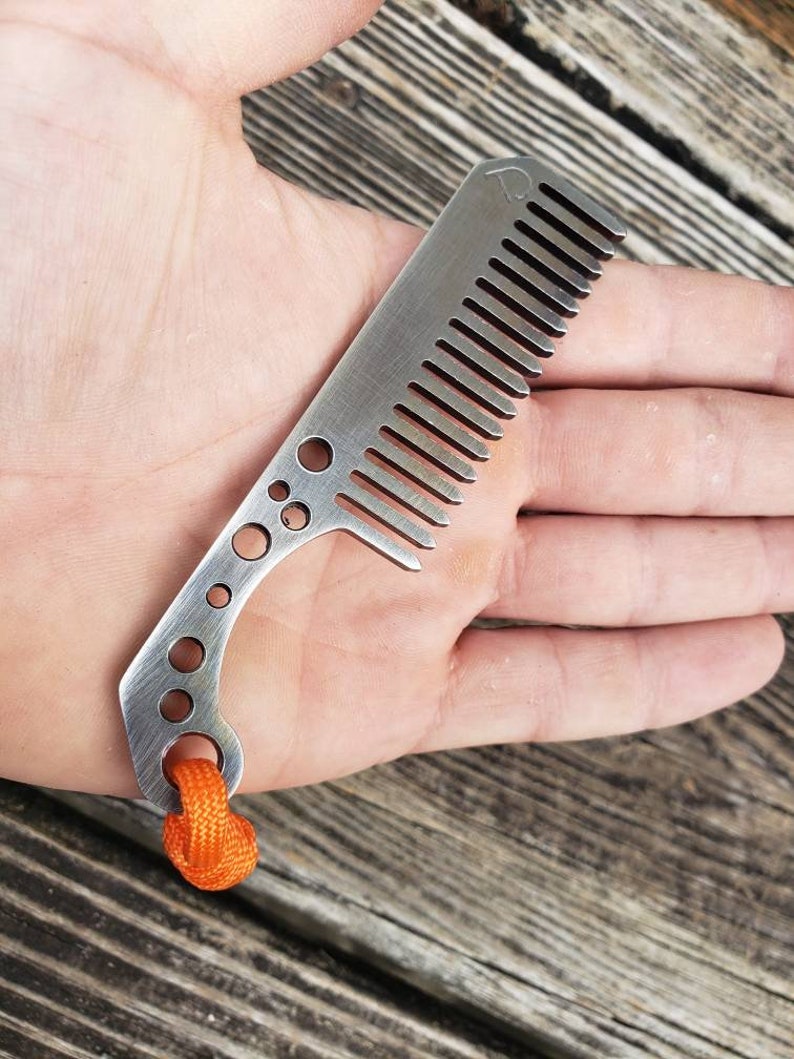 EDC Mini Beard Comb Stainless Steel Custom Made in USA - Etsy