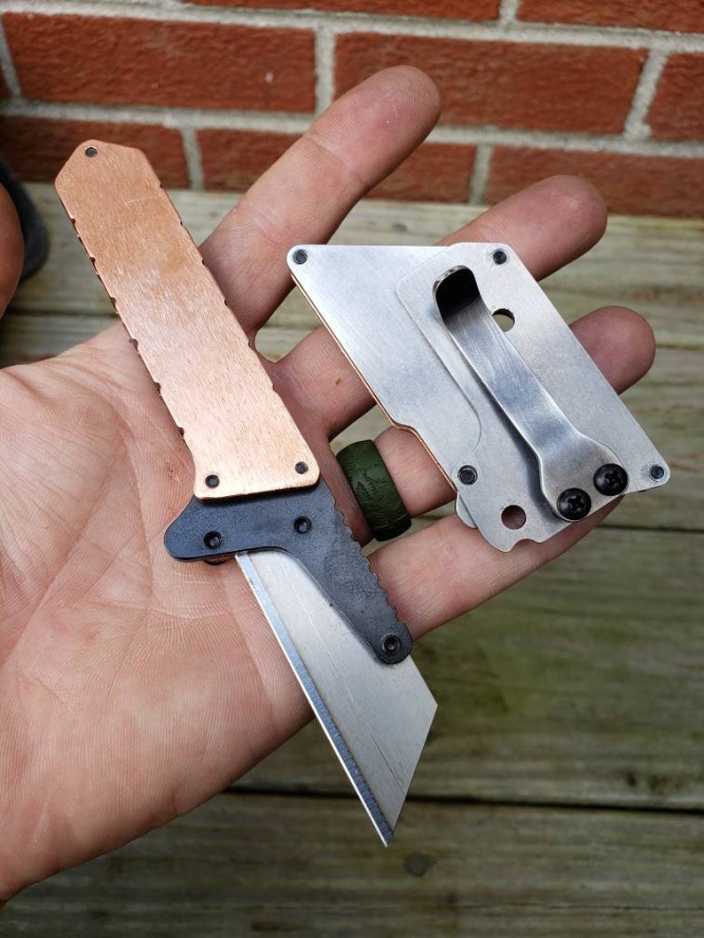 Mini Straight Copper Scales Black Oxide Utility Knife Fixed - Etsy