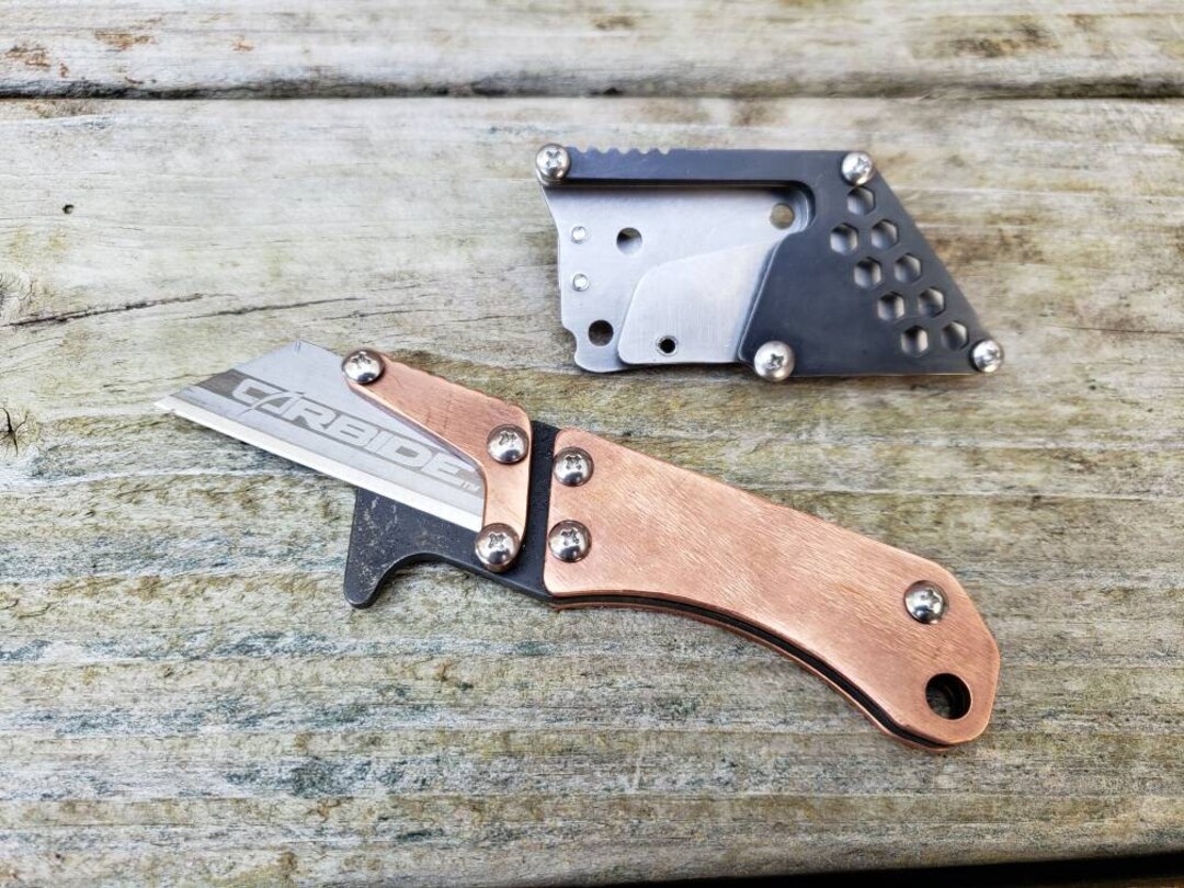 Copper Scales Black Oxide Utility Knife Fixed Blade Razor Unique ...