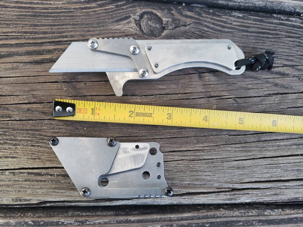Utility Knife Fixed Blade Razor Unique Custom Stainless Steel | Etsy