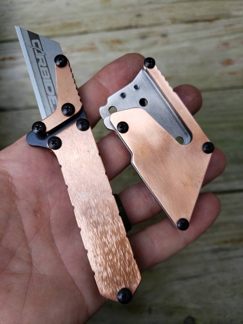 Mini Straight Copper Scales Black Oxide Utility Knife Fixed - Etsy