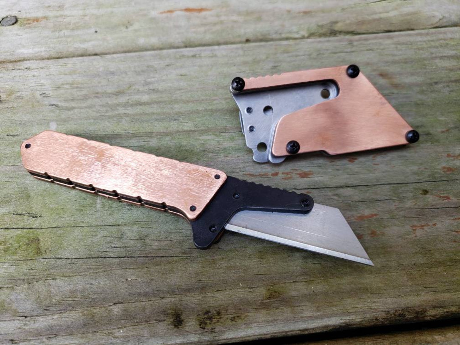 Mini Straight Copper Scales Black Oxide Utility Knife Fixed - Etsy