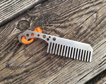 EDC Mini Brass Beard Comb With Clip Stainless Steel Custom Made in USA ...