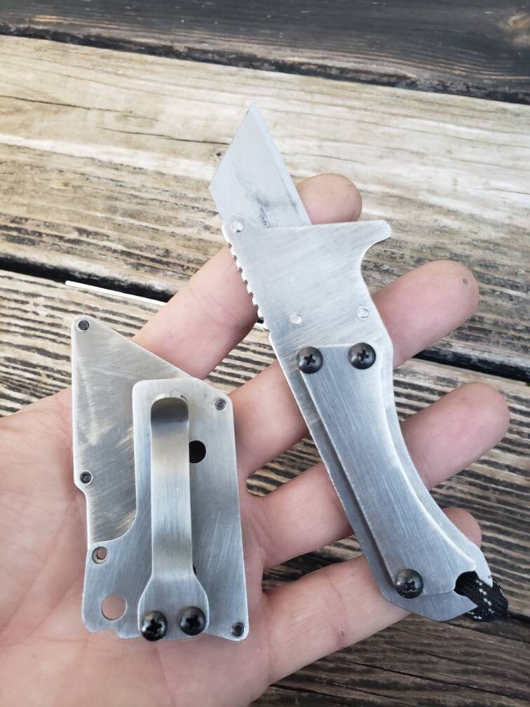 Utility Knife Fixed Blade Razor Unique Custom Stainless Steel | Etsy