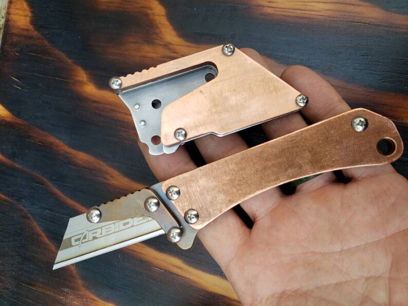 Copper Scales Utility Knife Fixed Blade Razor Unique Stainless | Etsy
