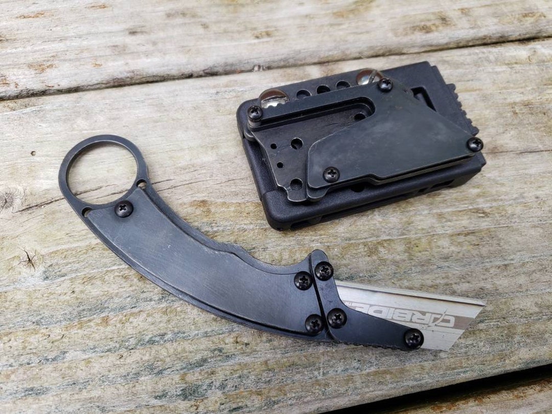 Utility Knife Karambit Black Oxide Fixed Blade Razor Unique Custom ...