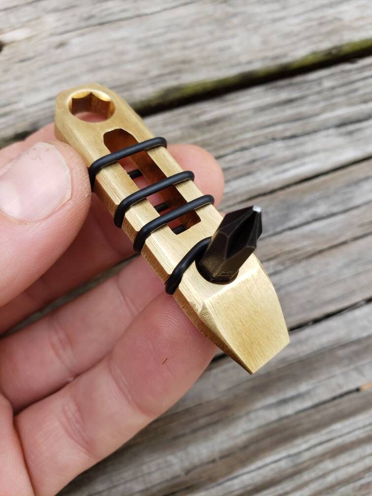 Brass Micro Keychain Pry Bar EDC Pocket Clip Tool Every Day | Etsy