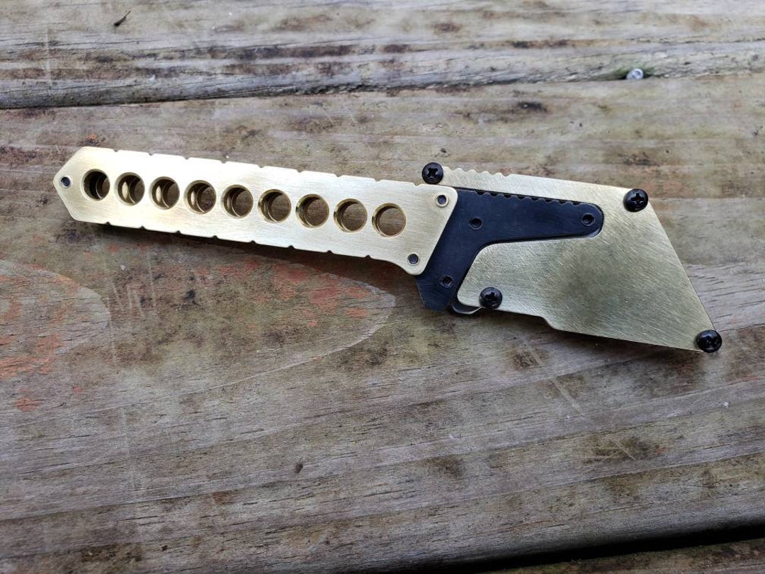 Brass Scales Black Oxide Utility Knife Fixed Blade Razor Unique ...
