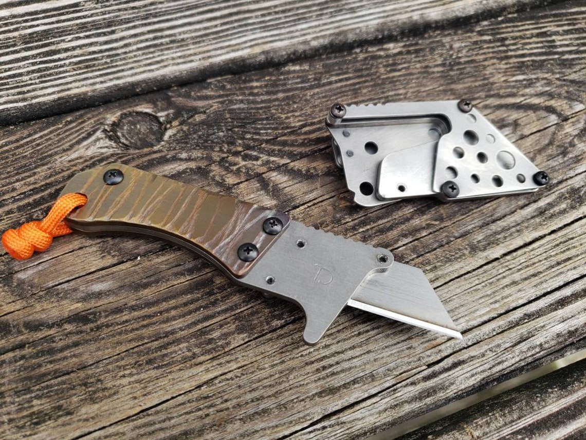 Small Curve Striped Utility Knife Fixed Blade Razor Unique - Etsy