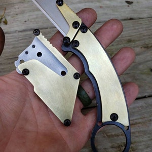 Brass Scales Black Oxide Utility Knife Fixed Blade Razor Unique ...
