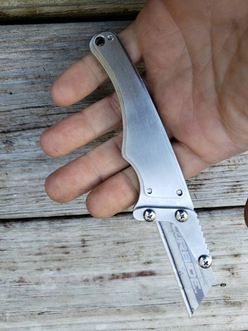 Utility Knife Fixed Blade Razor Unique Custom Stainless Steel | Etsy