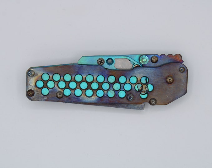 Teale Designs Tools Titanium Utility Folder - Blue Lagoon Flamed ...