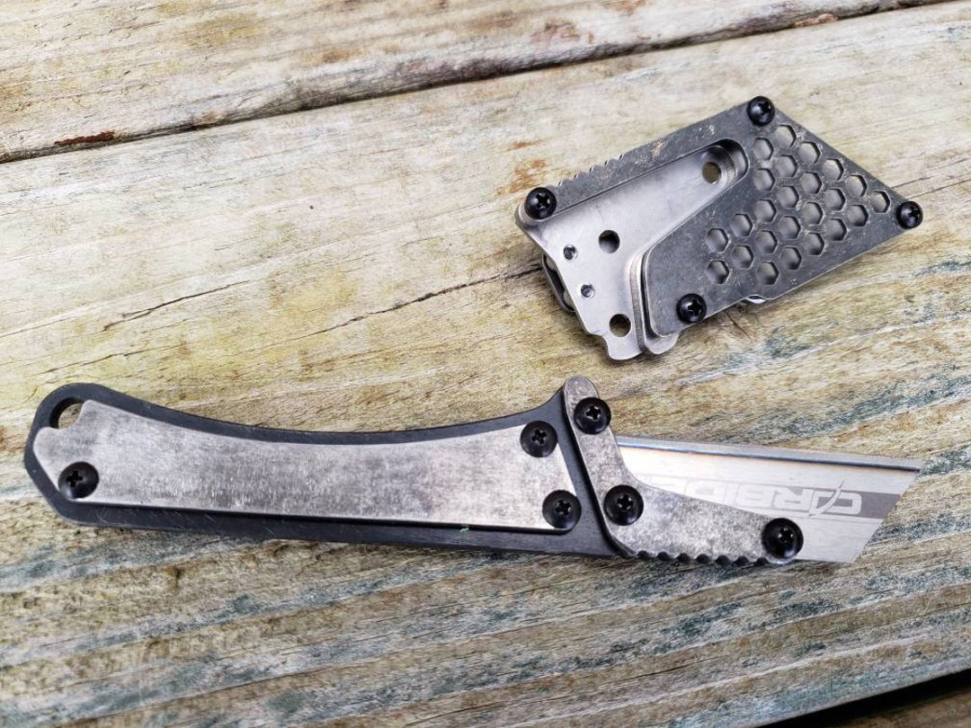 Utility Knife Fixed Blade Razor Unique Custom Black Oxide Stainless ...