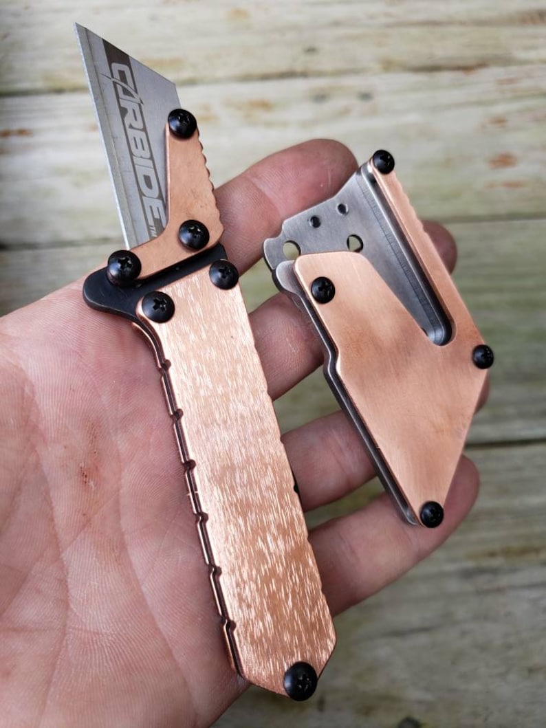 Mini Straight Copper Scales Black Oxide Utility Knife Fixed - Etsy