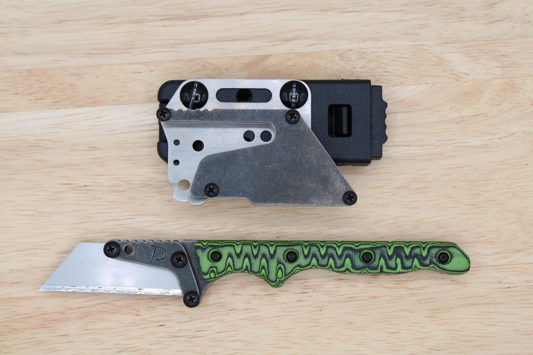 TD Tools Slim Fixed Utility Knife Black Green Anso G10 Tumbled Black ...
