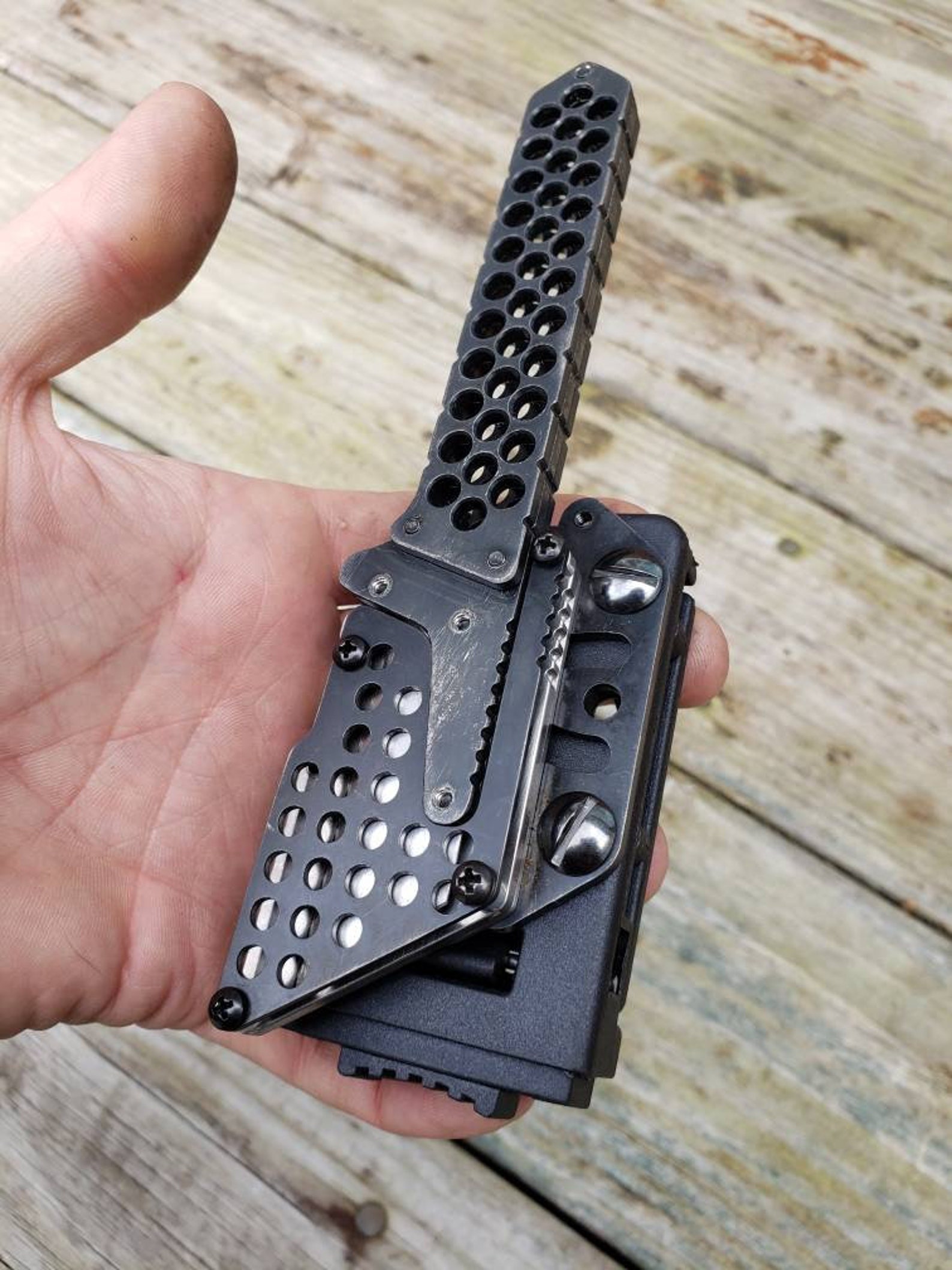 Utility Knife Fixed Blade Razor Unique Custom Black Oxide - Etsy