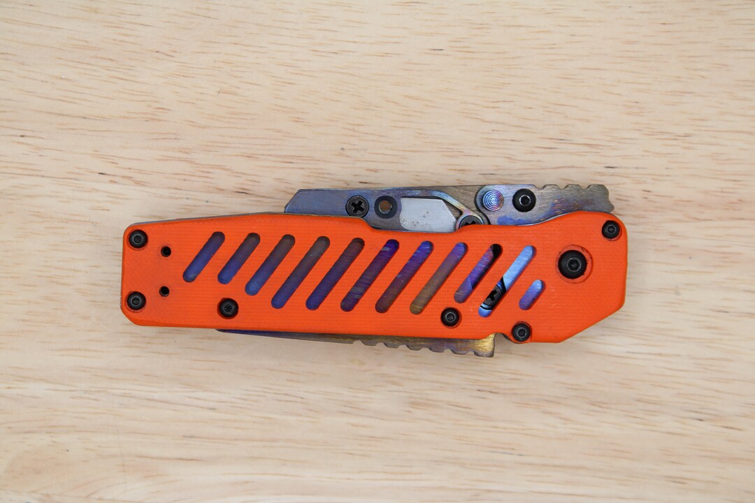 Teale Designs Tools Titanium Utility Folder Orange Slots Flamed Ti - Etsy