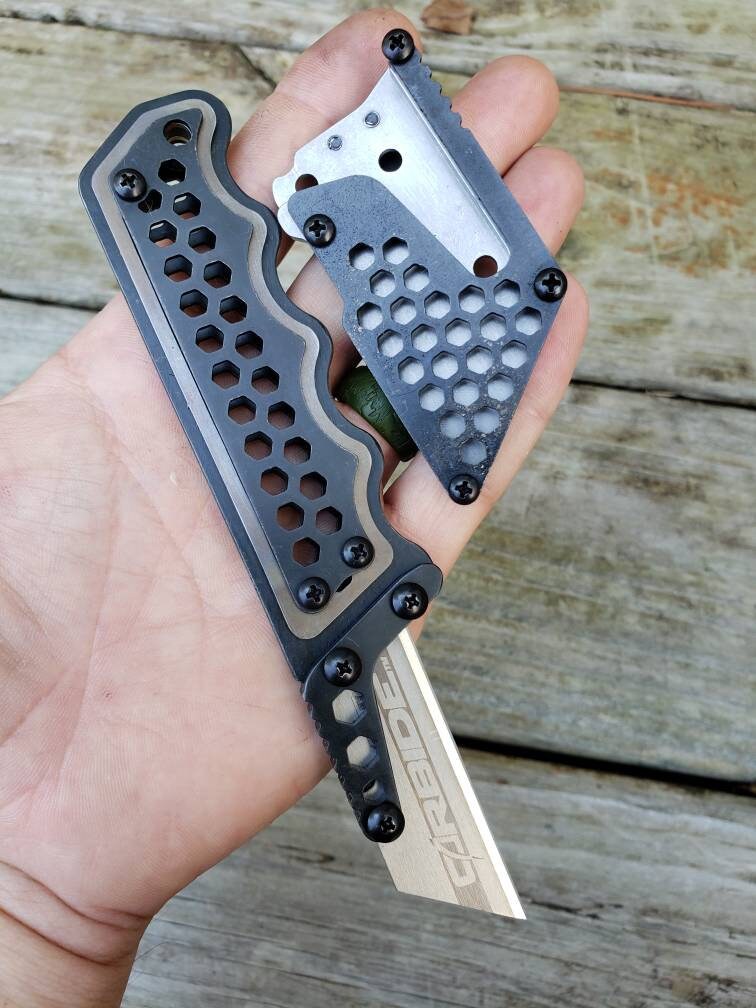 Utility Knife Fixed Blade Razor Unique Custom Black Oxide | Etsy