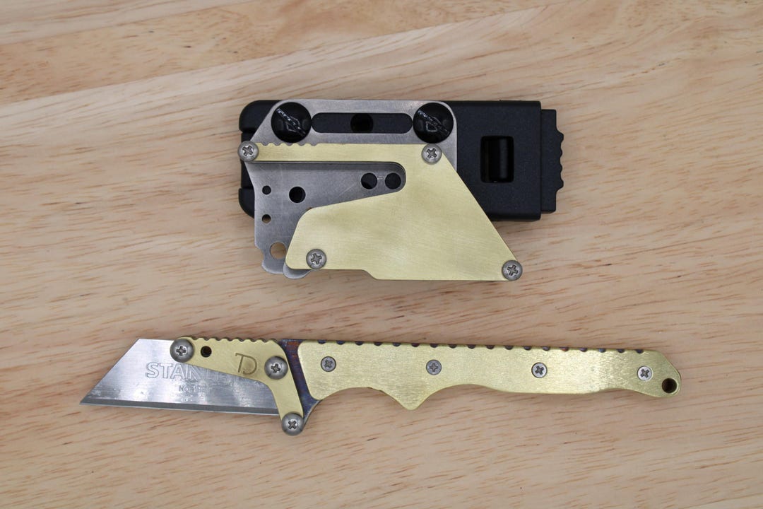 TD Tools Slim Fixed Utility Knife - Brass Flamed - Etsy