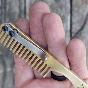 EDC Mini Brass Beard Comb With Clip Stainless Steel Custom Made in USA ...