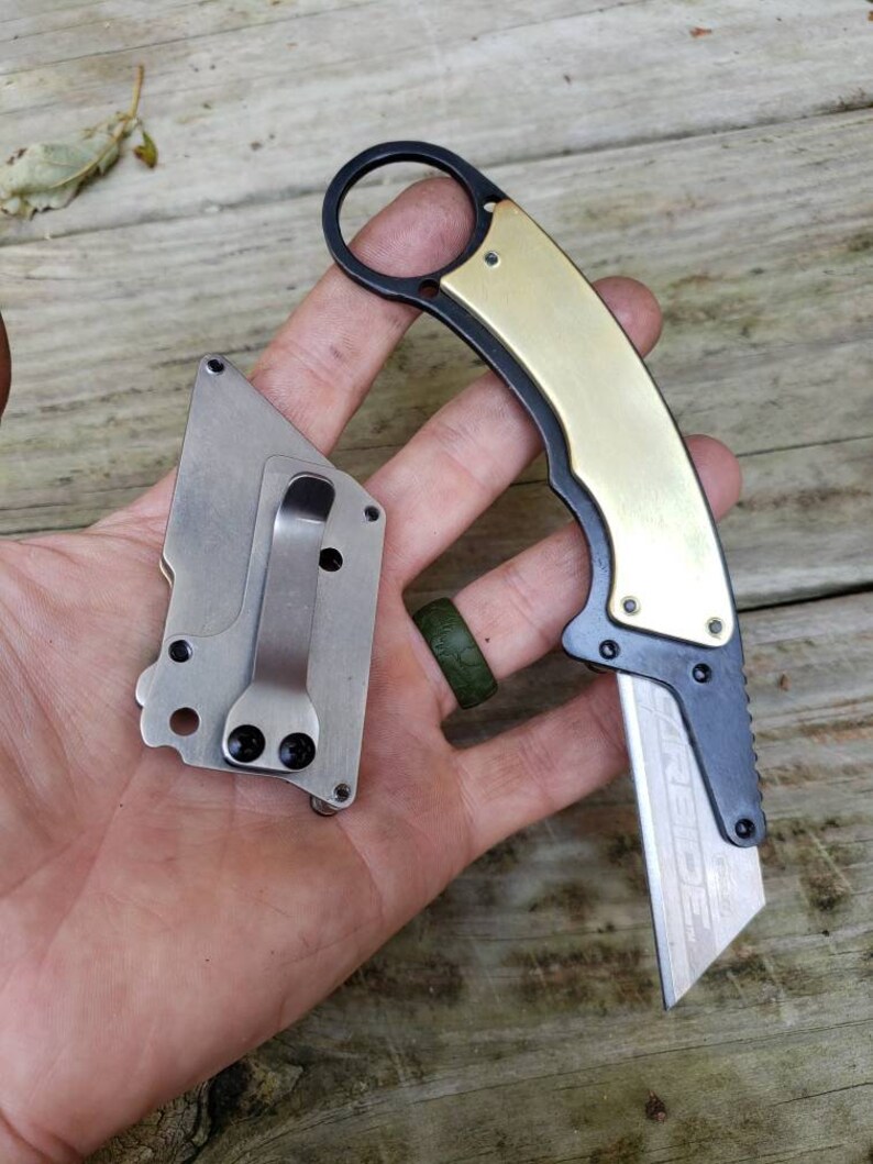 Brass Scales Black Oxide Utility Knife Fixed Blade Razor - Etsy