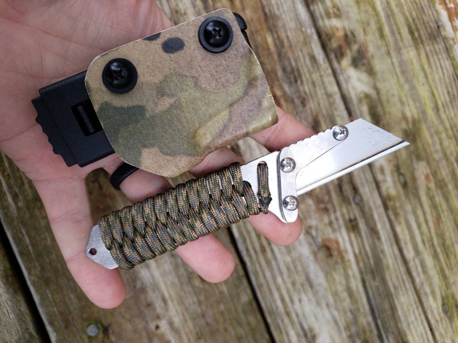 Utility Knife Fixed Blade Razor Paracord Handle Unique Custom - Etsy