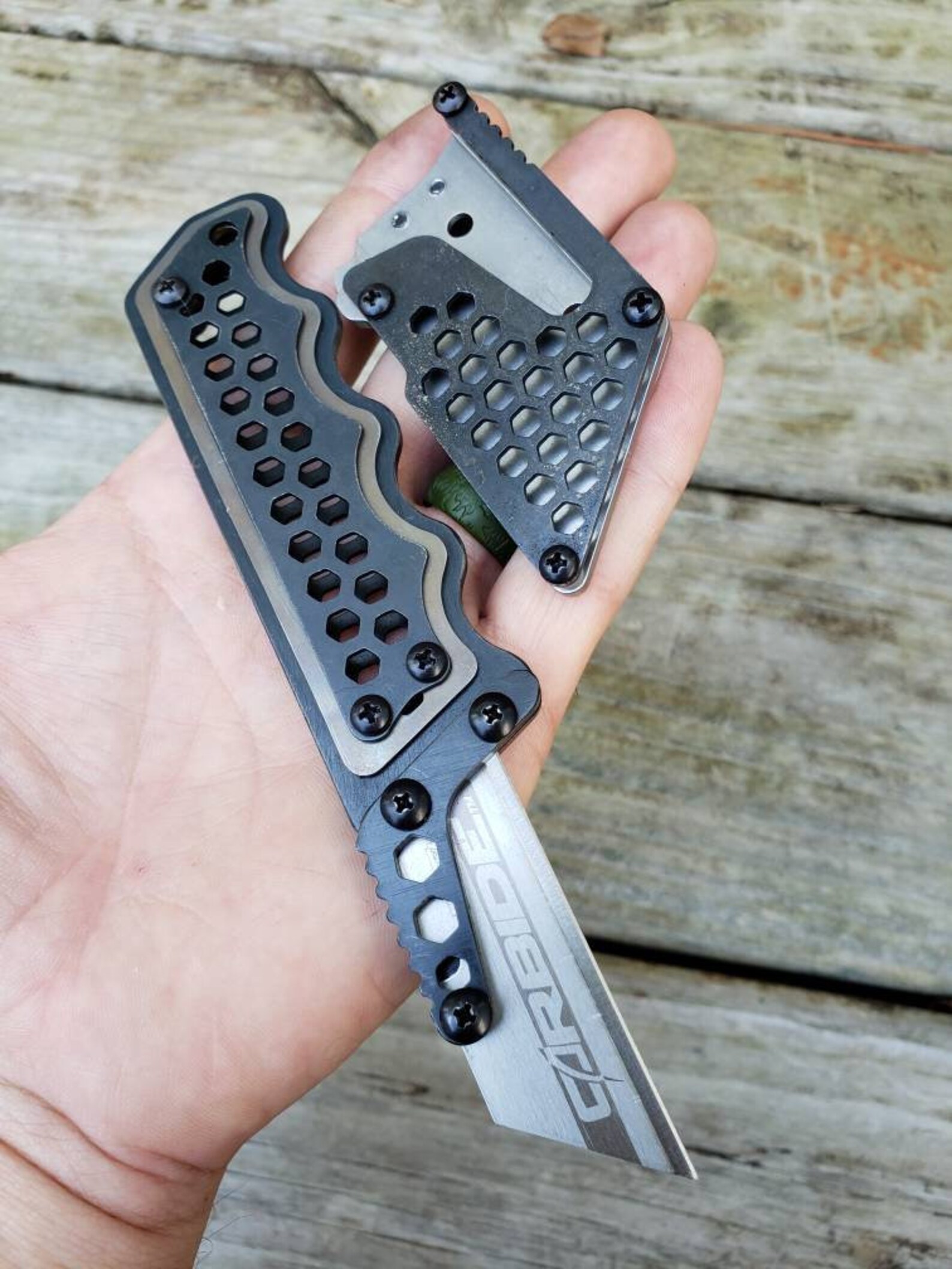 Utility Knife Fixed Blade Razor Unique Custom Black Oxide - Etsy