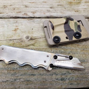 Utility Knife Fixed Blade Razor Unique Custom Stainless Steel - Etsy