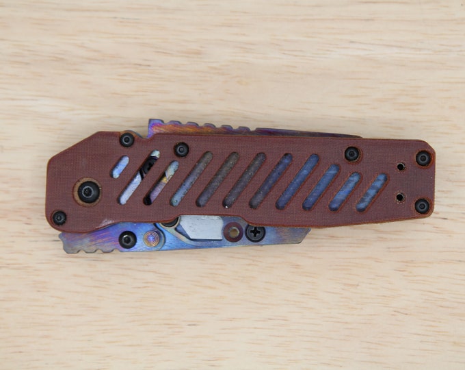 Teale Designs Tools Titanium Utility Folder - Micarta Slots Flamed - Etsy
