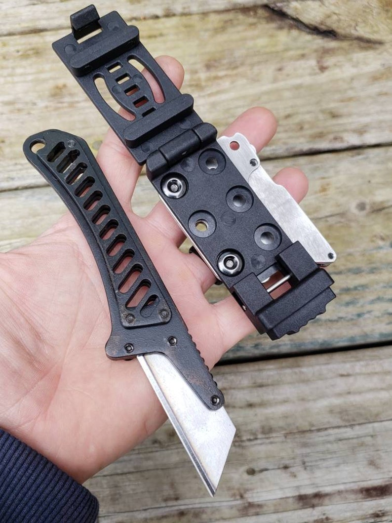 Utility Knife Black Oxide Fixed Blade Razor Unique Custom | Etsy