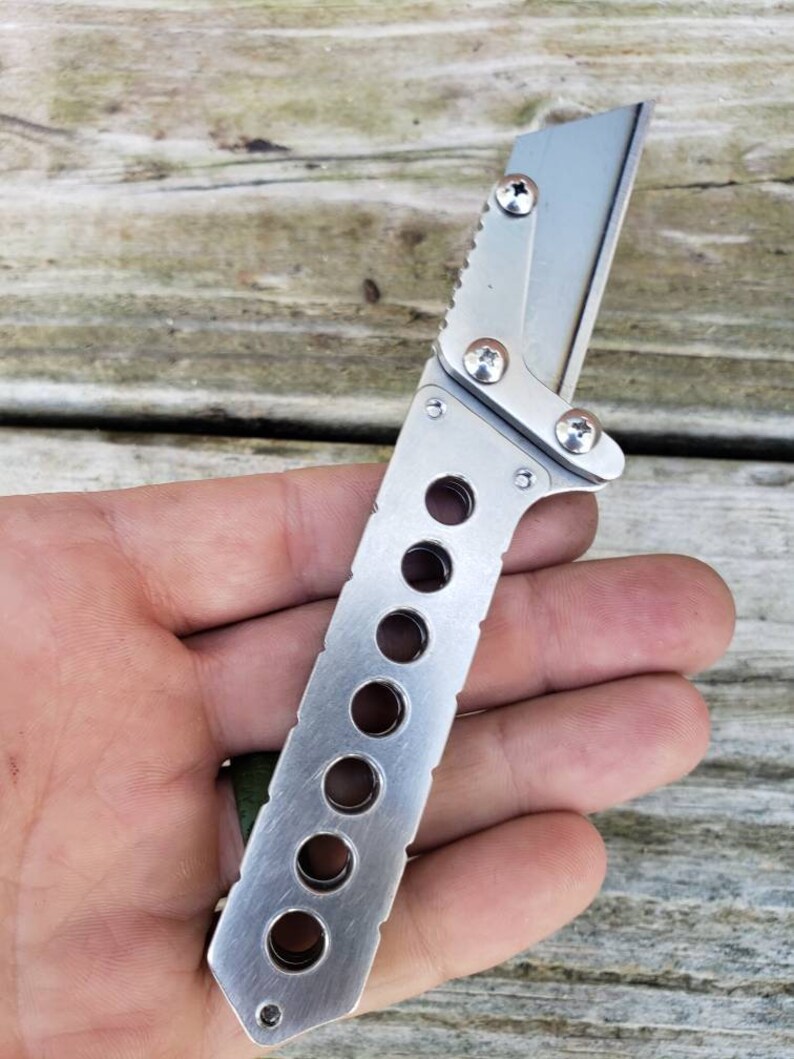 Utility Knife Fixed Blade Razor Unique Custom Stainless Steel | Etsy