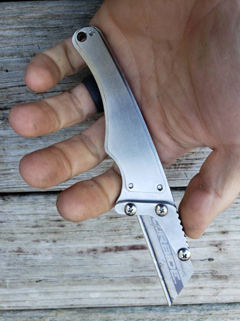 Utility Knife Fixed Blade Razor Unique Custom Stainless Steel - Etsy