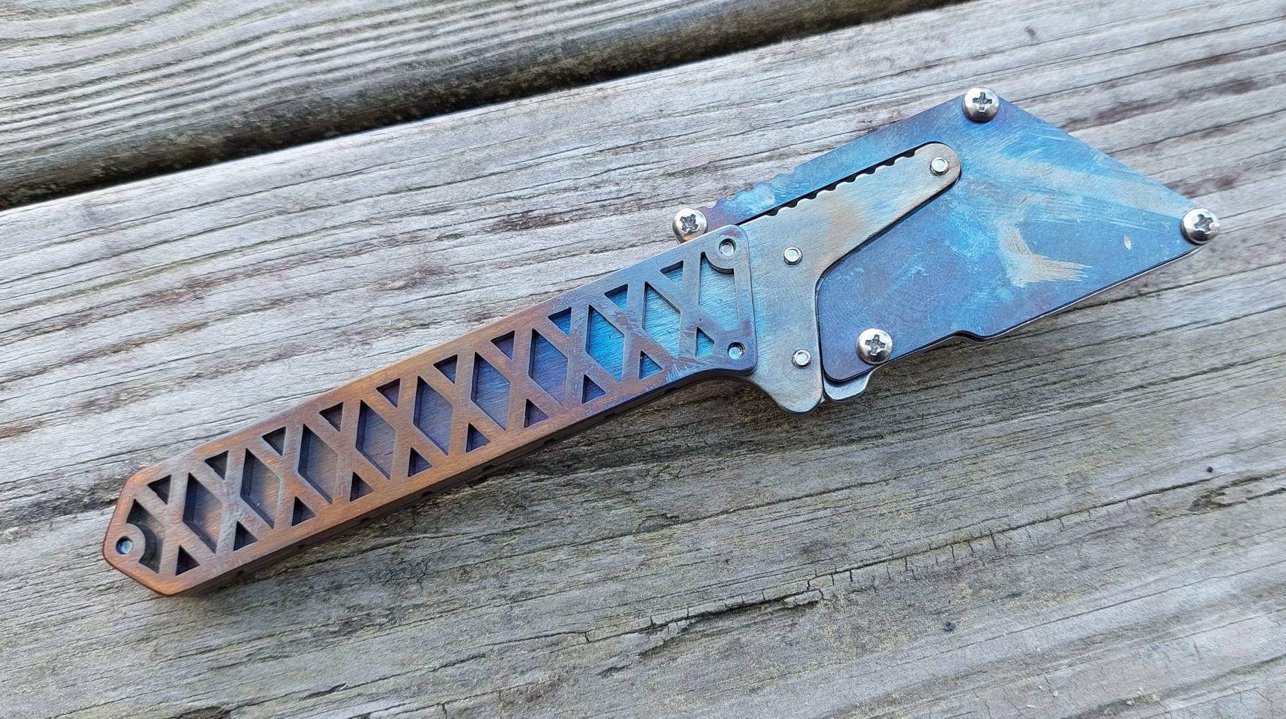 Flamed Samurai Utility Knife Fixed Blade Razor Unique Custom - Etsy