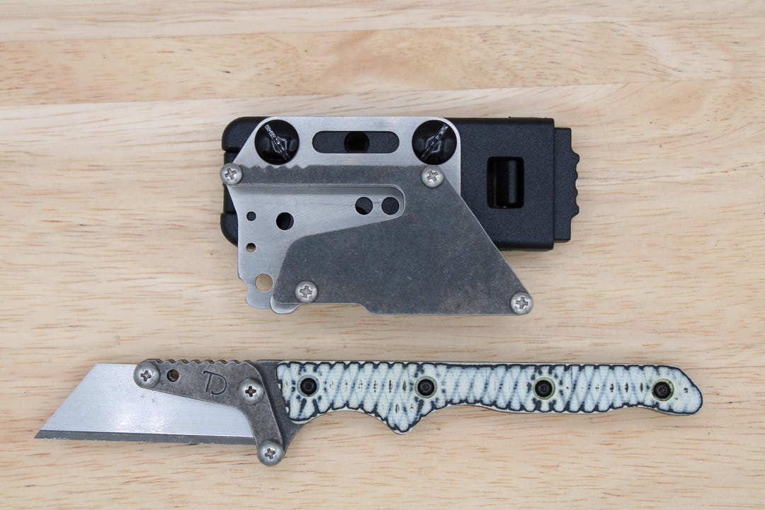 TD Tools Slim Fixed Utility Knife Black White Diamonds G10 Tumbled ...