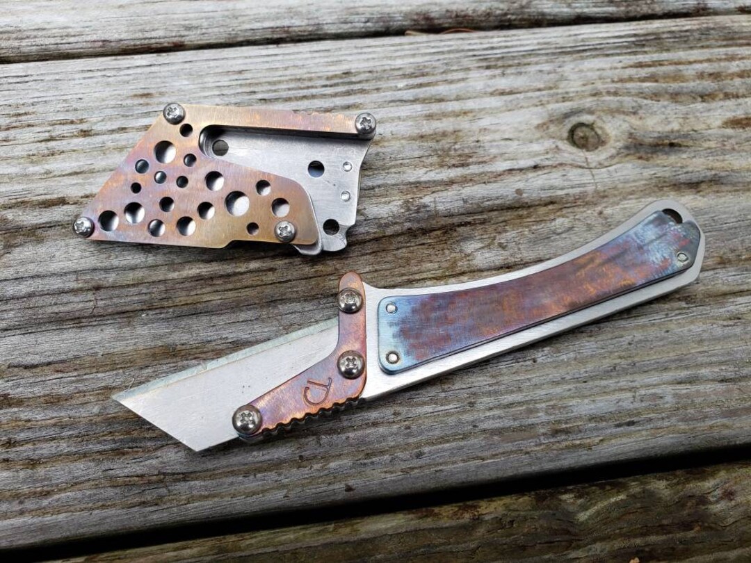 Utility Knife Fixed Blade Razor Unique Custom Stainless Steel Handle ...